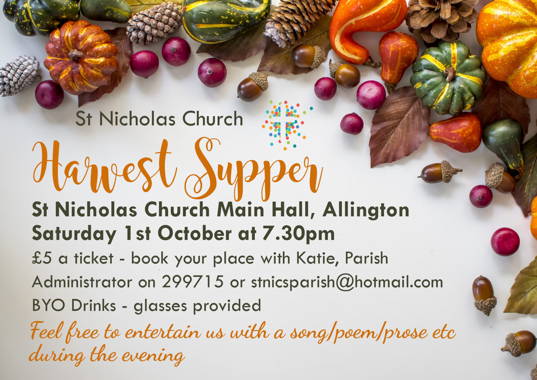 Join us for a Harvest Supper on Saturday 1st October 2022